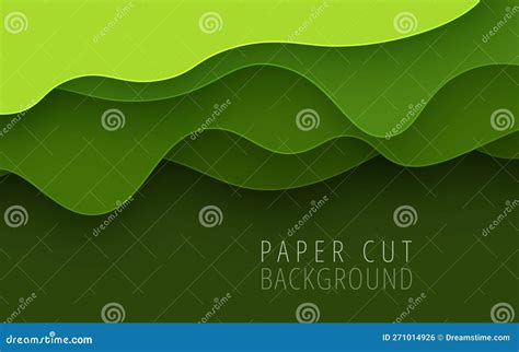 Abstract Green Color Dynamic Wavy Overlap Layers Papercut Background Stock Vector