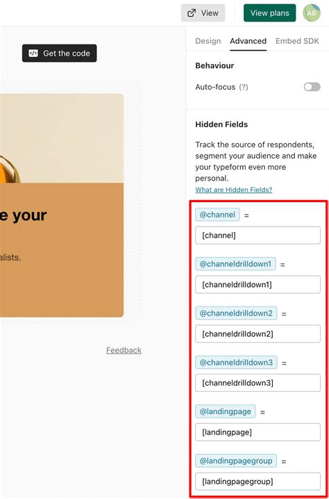 Setup Typeforms Standard Embed Option Attributer