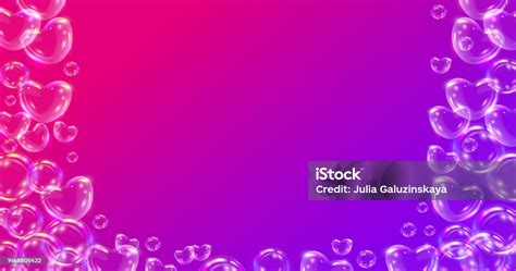 현실적인 투명 3d 비누 하트와 거품이 있는 배경 텍스트를 위한 공간 광고 웹 파티 휴일 생일 프로모션 카드 포스터 초대장에 대