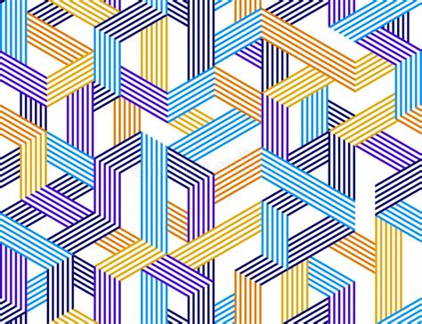 Seamless Isometric Lines Geometric Pattern 3d Cubes Vector Tiling Background Architecture And