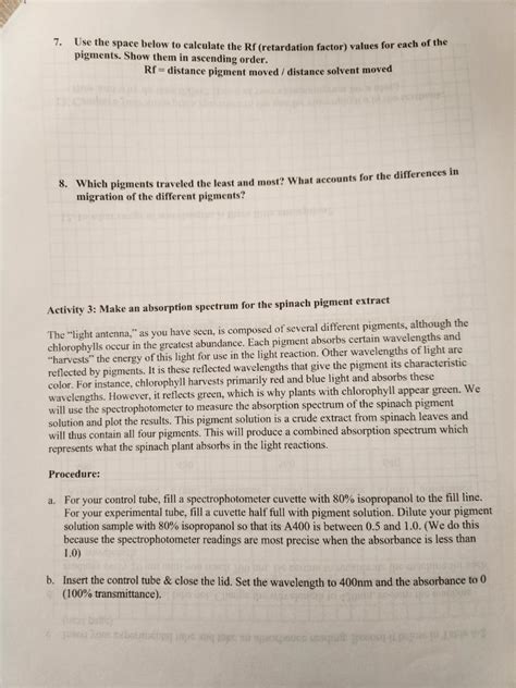 Solved 7 Use The Space Below To Calculate The Rf