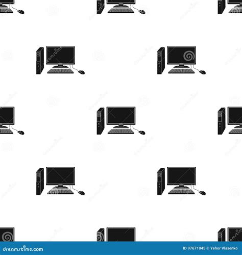 Personal Computer Icon In Black Style Isolated On White Background Office Furniture And