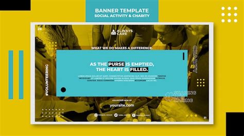 사회 활동 및 자선 가로 배너 템플릿 무료 Psd 파일