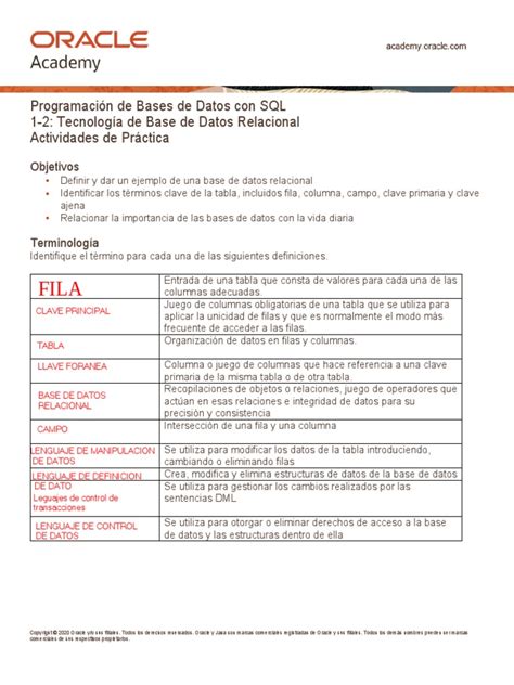 Dp 1 2 Practice Esp Pdf Base De Datos Relacional Sql