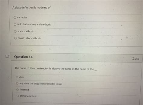 Solved Question 9 1 Pts A Method Header Consists Of Which Of