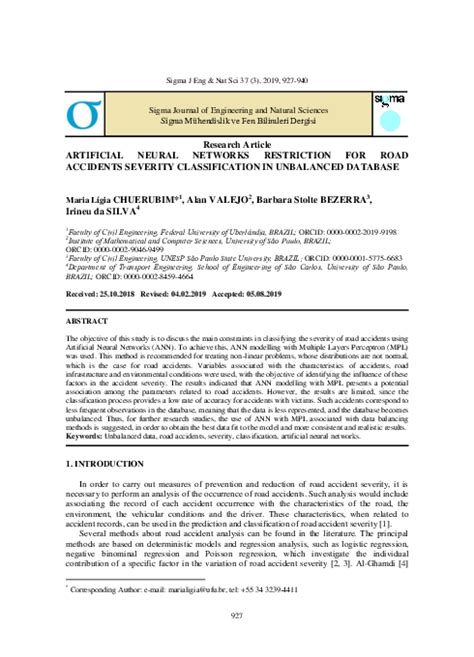 Pdf Artificial Neural Networks Restriction For Road Accidents