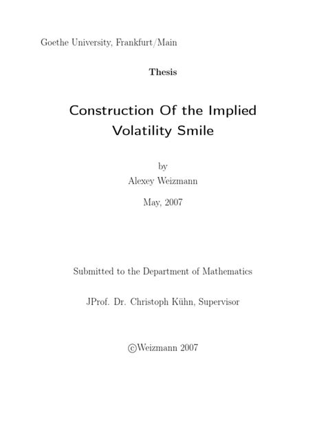 Construction Of The Implied Volatility Smile Pdf Blackscholes