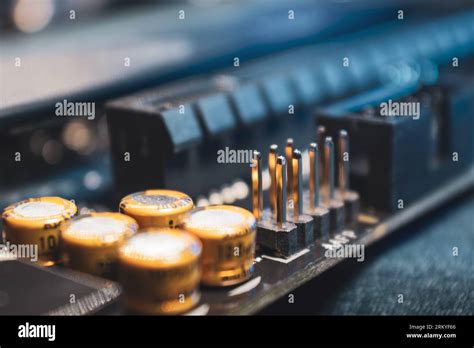 Socket Pins And Resistors On Motherboard Close Up Of A Desktop Pc Computer Hardware Chipset