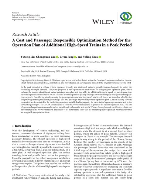 Pdf A Cost And Passenger Responsible Optimization Method For The Operation Plan Of Additional