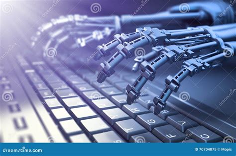 Robot Typing On A Computer Keyboard Stock Illustration Illustration
