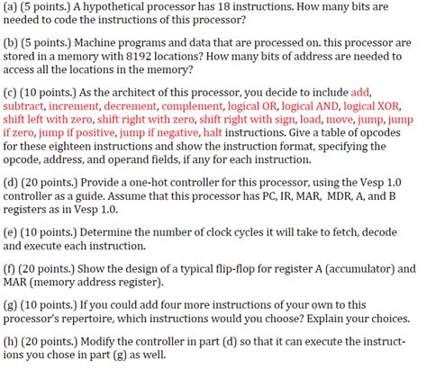 Solved A Points A Hypothetical Processor Has Chegg Com