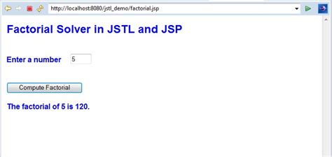 Free Programming Source Codes And Computer Programming Tutorials Factorial Solver In Jstl And Jsp