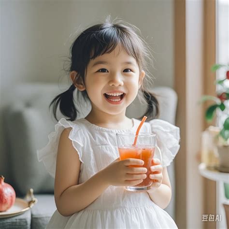 喝果汁的小女孩，儿童素材，详情素材 花瓣网