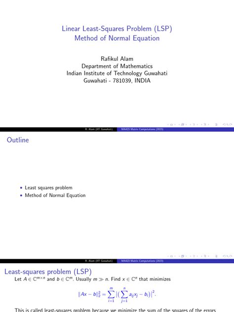 Lect 14 And15 Lsp1 2023 Pdf Linear Subspace Least Squares