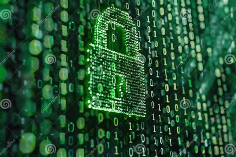 A Digital Lock Formed By Binary Code Symbolizing Data Encryption Visualize The Concept Of