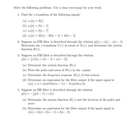 solve the following problems use a class cover page