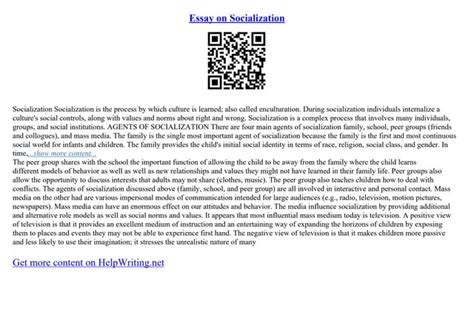 Essay On Socialization Pdf