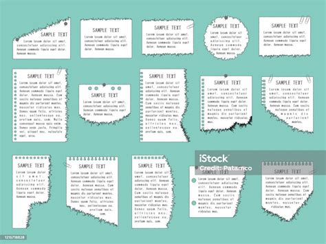 프레임으로 사용할 수있는 다양한 찢어진 메모장의 손으로 그린 스타일 일러스트 세트 메모장에 대한 스톡 벡터 아트 및 기타 이미지 메모장 쓰기 프레임 Istock