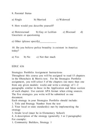 EDUC Strategies Portfolio Grading RubricCriteriaLevels DOCX Education