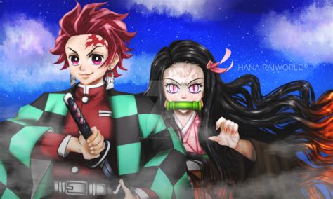 Tanjiro And Nezuko Kimetsu No Yaiba By Hana Raiworld On Deviantart