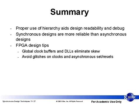 Synchronous Design Techniques 2003 Xilinx Inc All Rights