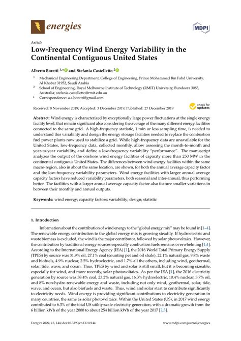 Pdf Low Frequency Wind Energy Variability In The Continental