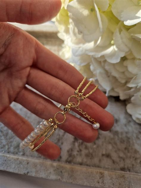 Dainty Pearl Triple Bracelt Pearls Bracelet Gold Plated Bracelet
