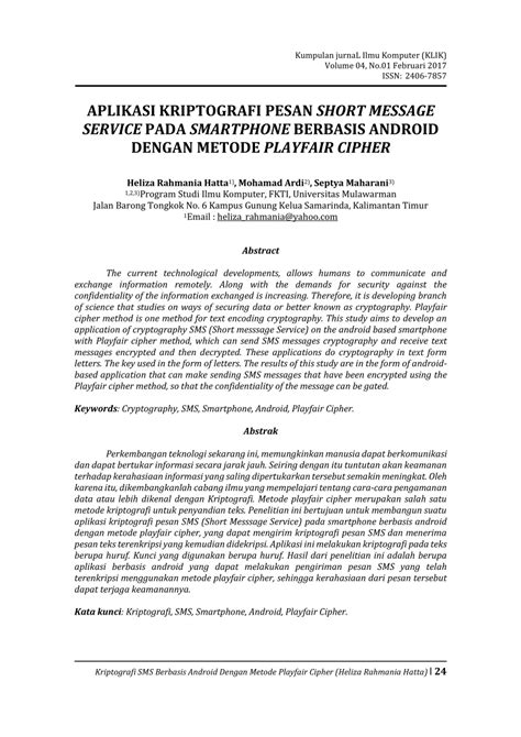 Pdf Aplikasi Kriptografi Pesan Short Message Service Pada Smartphone Berbasis Android Dengan