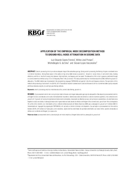 Pdf Application Of The Empirical Mode Decomposition Method To Ground Roll Noise Attenuation In
