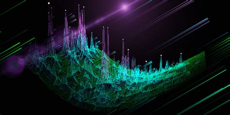 굽힘 색상 3d 그리드 및 데이터가있는 추상적 인 배경 기술 개념 빅 데이터 분석에 대한 시각적 프리젠 테이션 비즈니스 과학 및 기술 데이터 분석 표현을 위한 배너입니다 빅