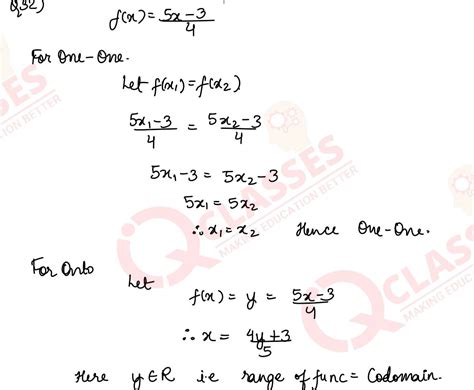 Show That A Function F R R Defined As Fx 5x Minus 3 By 4 Is Both One