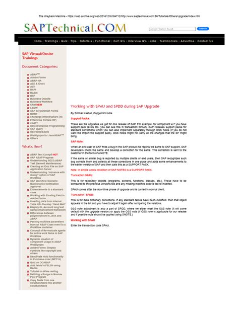 Working With Spau And Spdd During Sap Upgrade Pdf Computer
