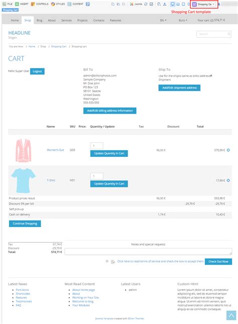 Shopping Cart Template Billionanswers