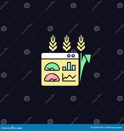 Crop And Soil Monitoring And Management RGB Color Icon For Dark Theme Stock Vector
