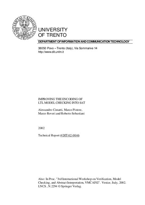 Pdf Improving The Encoding Of Ltl Model Checking Into Sat