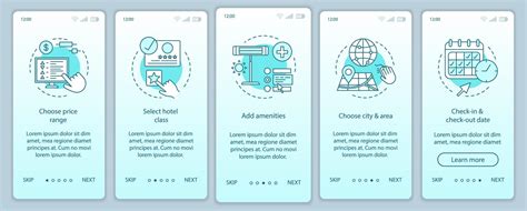 Hotel Booking Onboarding Mobile App Page Screen Vector Template Apartment Accommodation