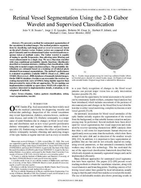 Pdf Retinal Vessel Segmentation Using The 2 D Gabor Wavelet And Supervised Classification
