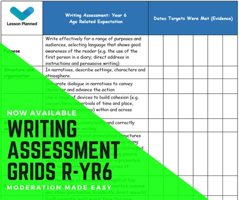Writing Moderation Assessment Grid Reception Year 6 Lesson