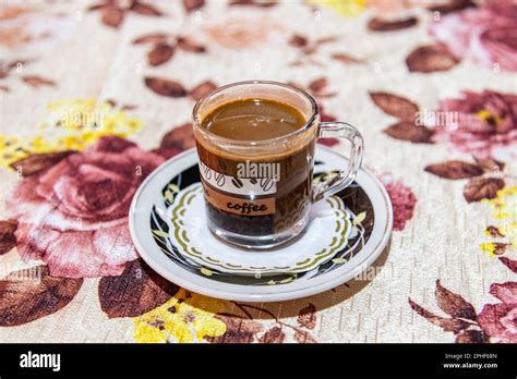 A fresh cup of Egyptian coffee served at a restaurant in Giza, Egypt ...