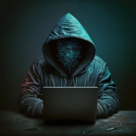 Premium Photo Hacker In Hood Using Internet To Hack Computer Server