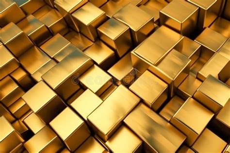 Golden Abstract Texture Geometric Cube Background Generative Ai Stock Illustration