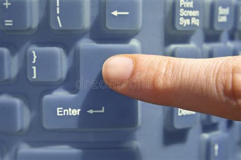 finger pressing a computer keyboard key stock image image of