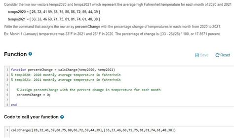 Solved Consider The Two Row Vectors Temps2020 And Temps2021