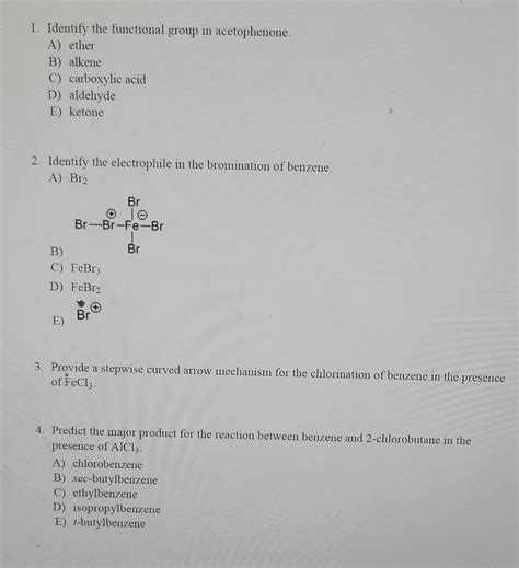 Solved 1 Identify The Functional Group In Acetophenone A Solved 1 Identify The Functional Group In Acetophenone A
