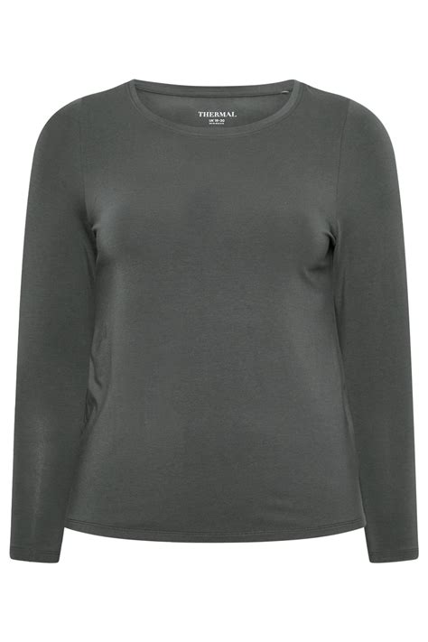 Yours Curve Grey Thermal Long Sleeve Top Yours Clothing