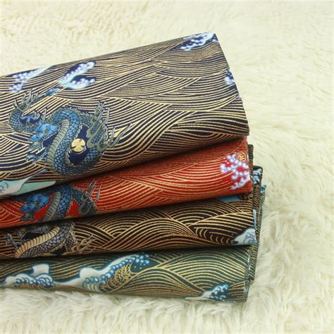 Импортная плотная ткань из чистого хлопка японский мягкий бриз принт дракона морской волны