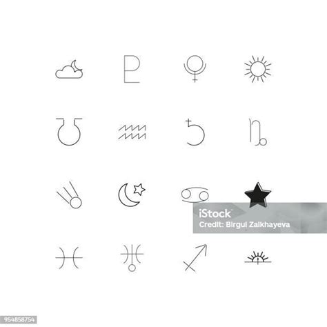 점성술 선형 얇은 아이콘 설정합니다 간단한 벡터 아이콘 설명 0명에 대한 스톡 벡터 아트 및 기타 이미지 0명 궁수자리 달 하늘 Istock