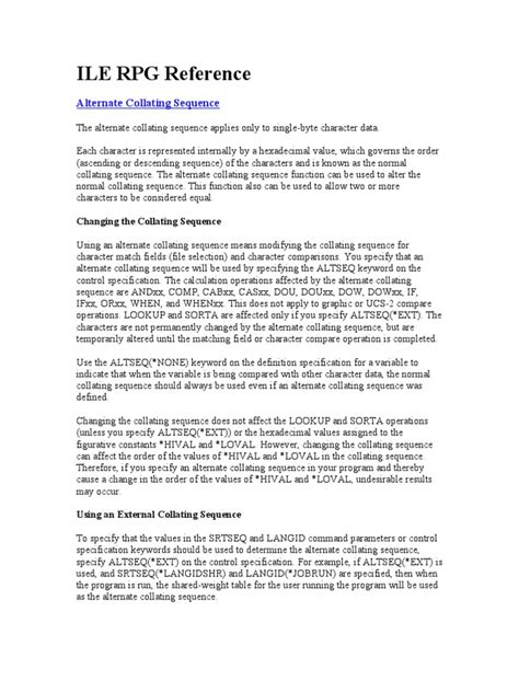 Ile Rpg Reference Colatng Seq Download Free Pdf Array Data