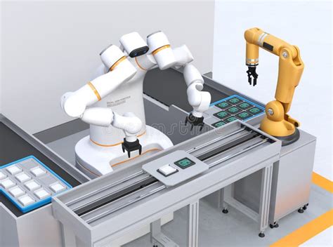 Dual Arm Robot Assembly Printed Circuit Boards In Cell Production Space