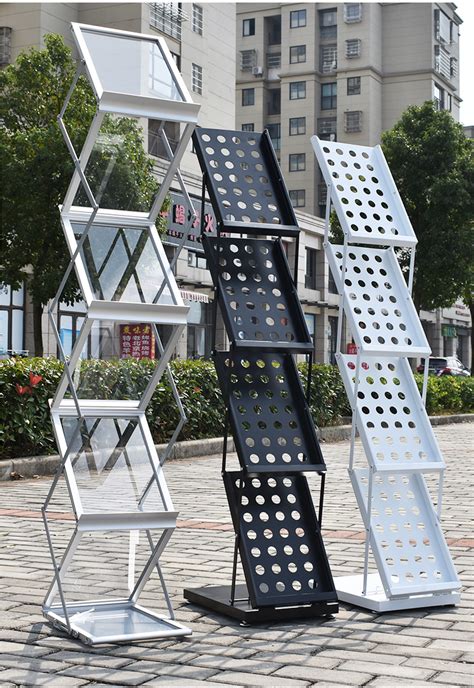 中古铝合金折叠资料架单页宣传展会展架样本架目录落地杂志报刊架 虎窝淘